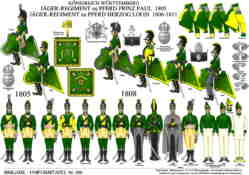Plate 386: Kingdom of Wurttemberg: Mounted Jaeger Regiment Herzog Louis ...
